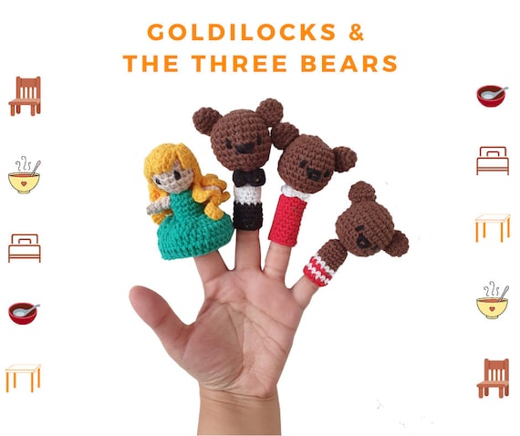 GOLDILOCKS and the Three Bears Finger Puppets Amigurumi | Etsy