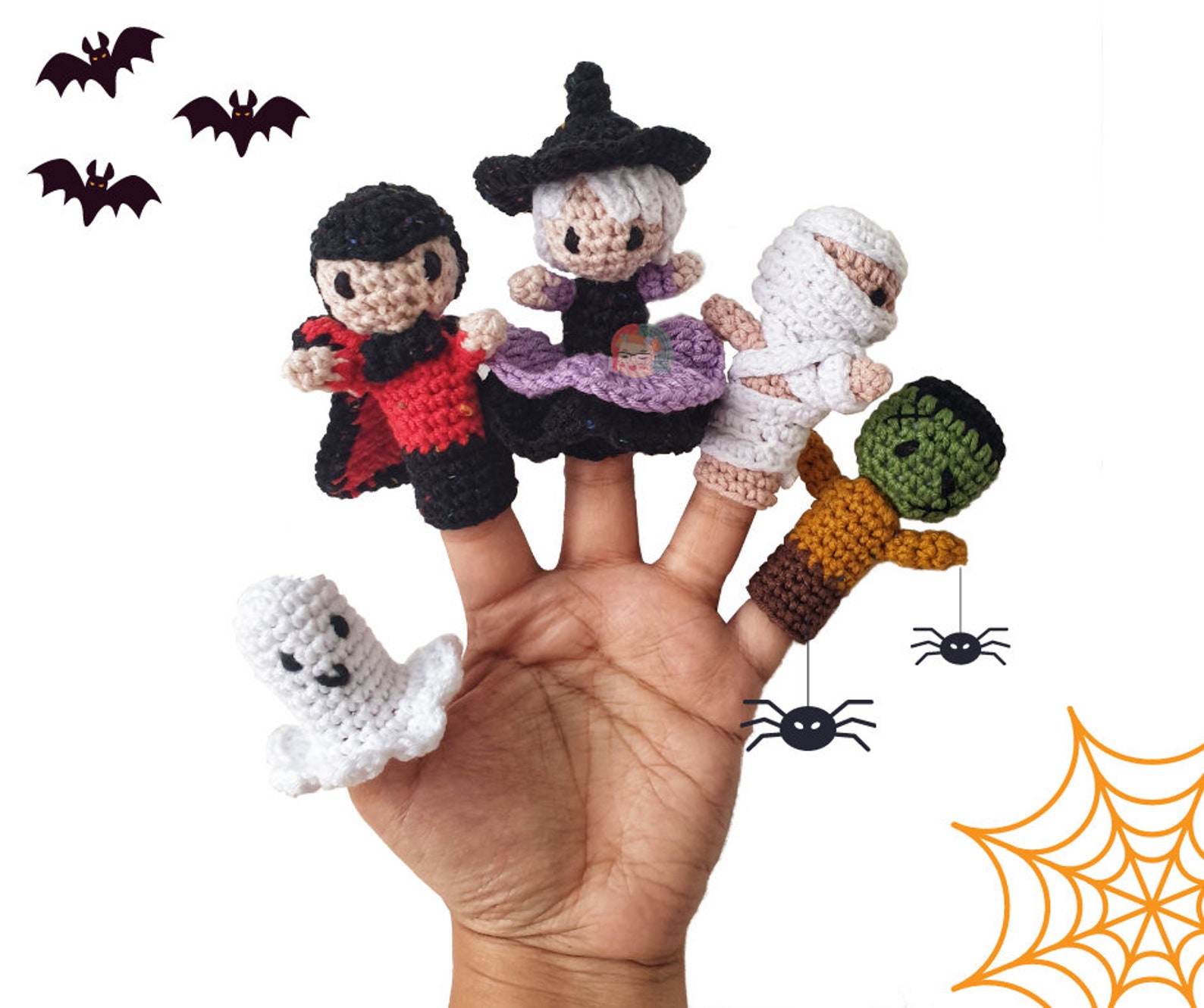 HALLOWEEN Finger Puppets Amigurumi Pattern. Crochet Witch - Etsy