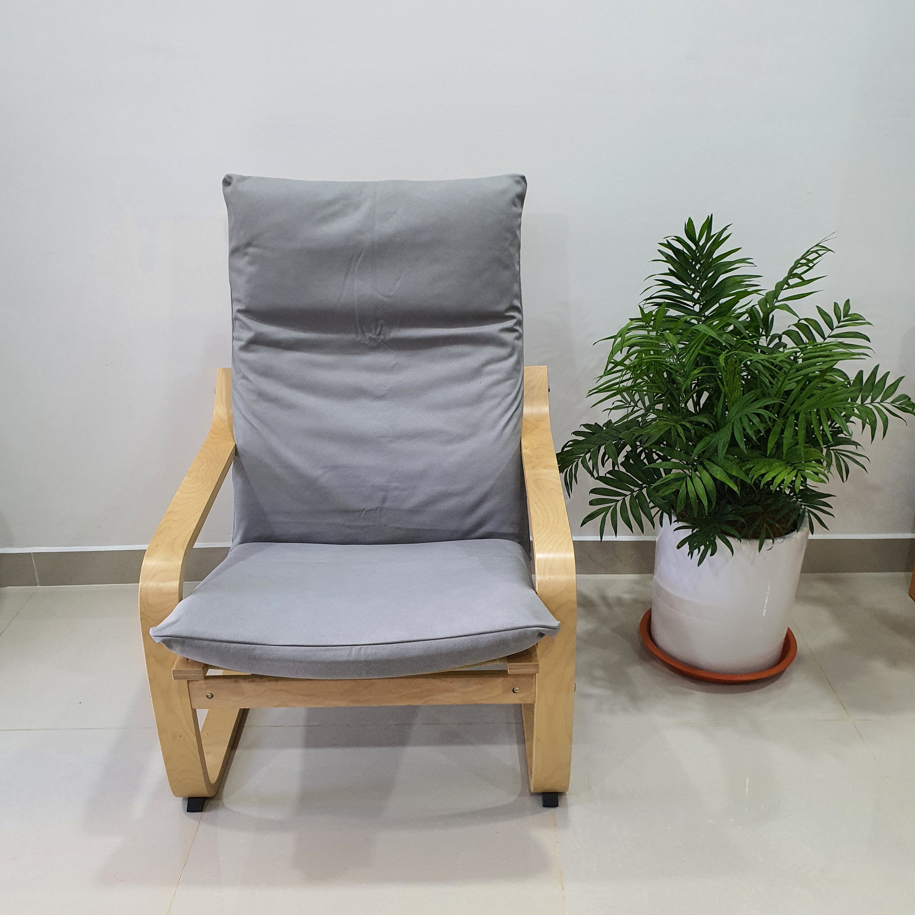 FAUX LEATHER IKEA Poang Chair Cushion Cover Dark Grey - Etsy