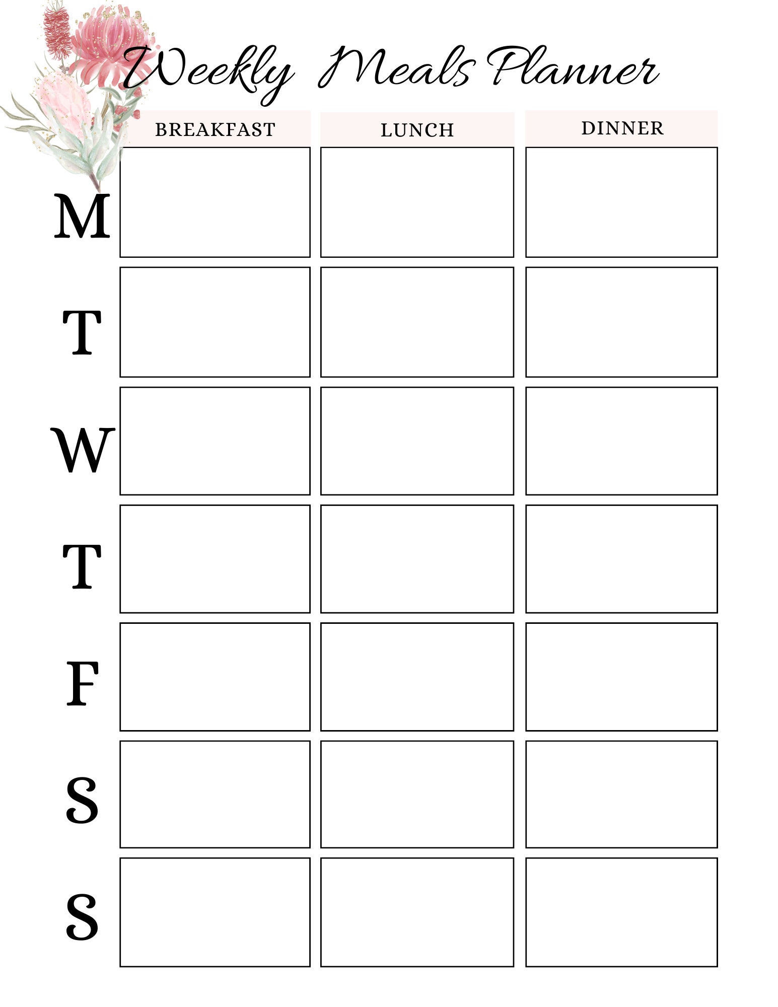 Meal Planner Printable - Food Diary Meal Tracker - Food Journal - Menu ...