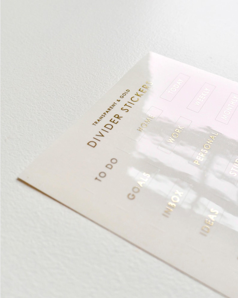 30 Gold Planner Divider Labels, Stickers | Transparent Background ...