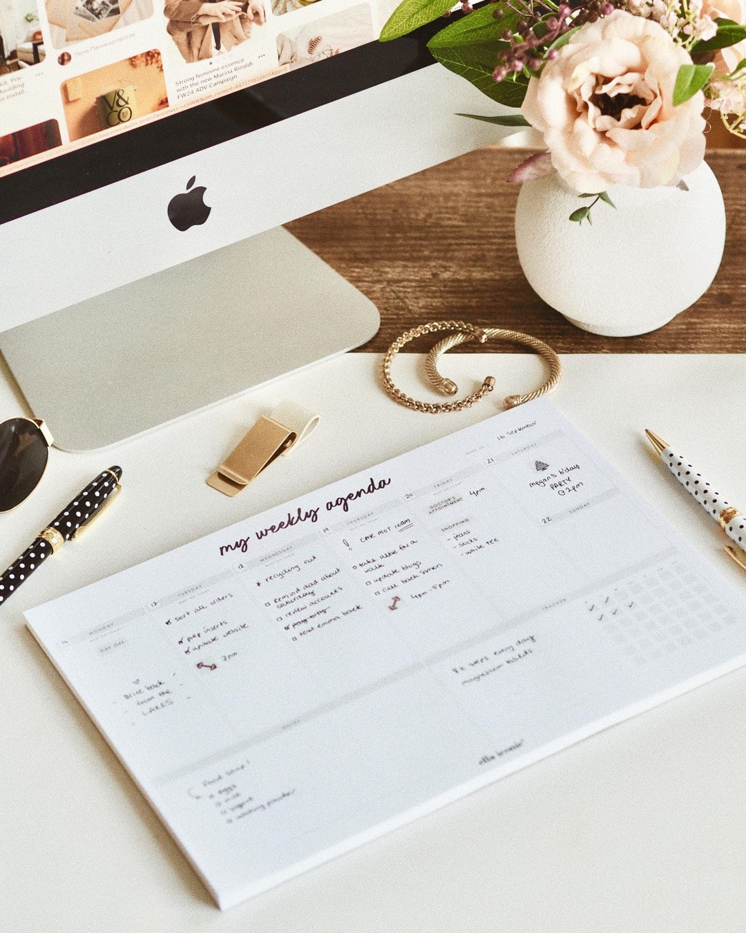 Annual Weekly Desk Planner | A4 Weekly Agenda | Weekly to Do List ...