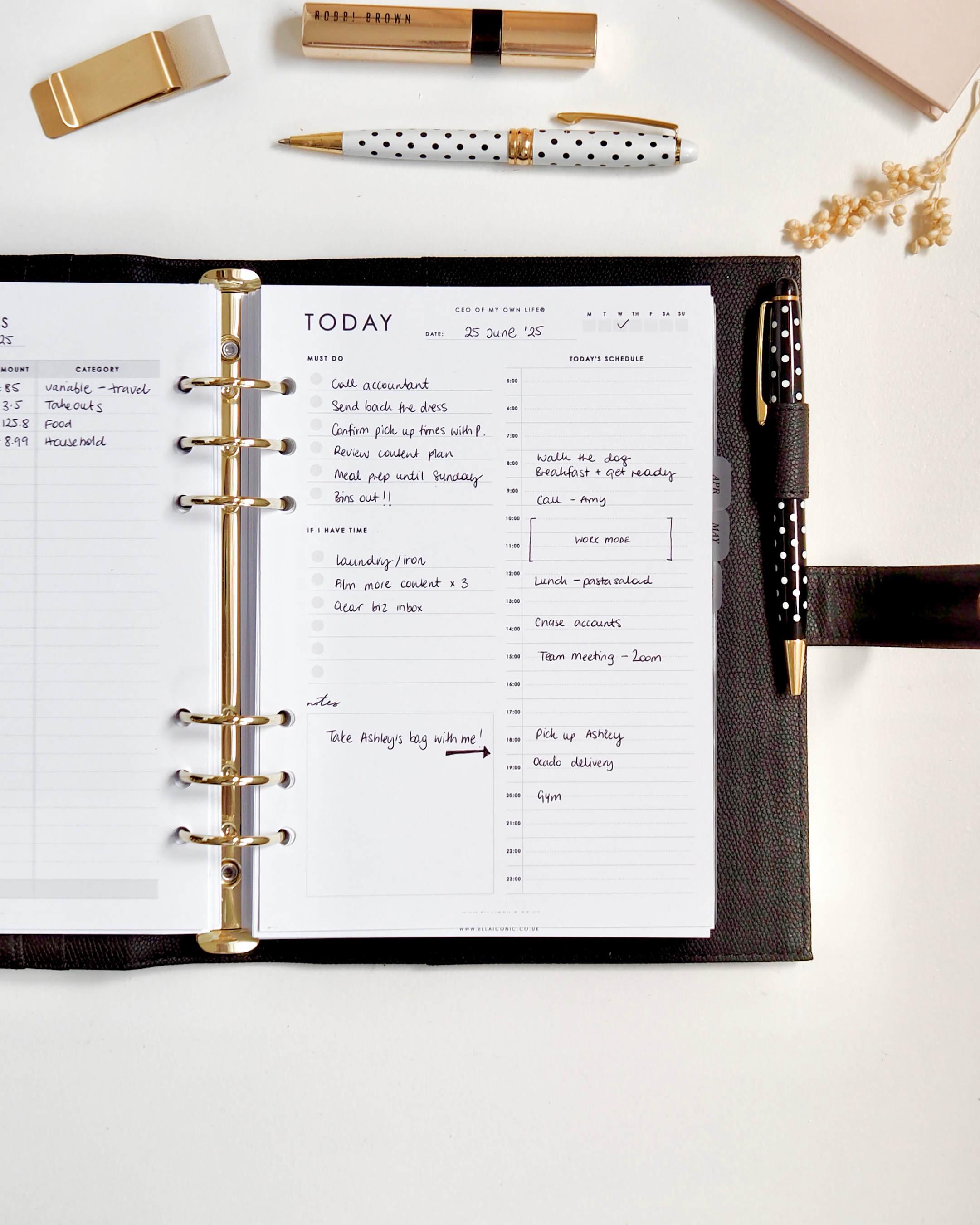 Undated 'today' A5 Daily Planner Inserts | Daily Schedule, to Do List ...