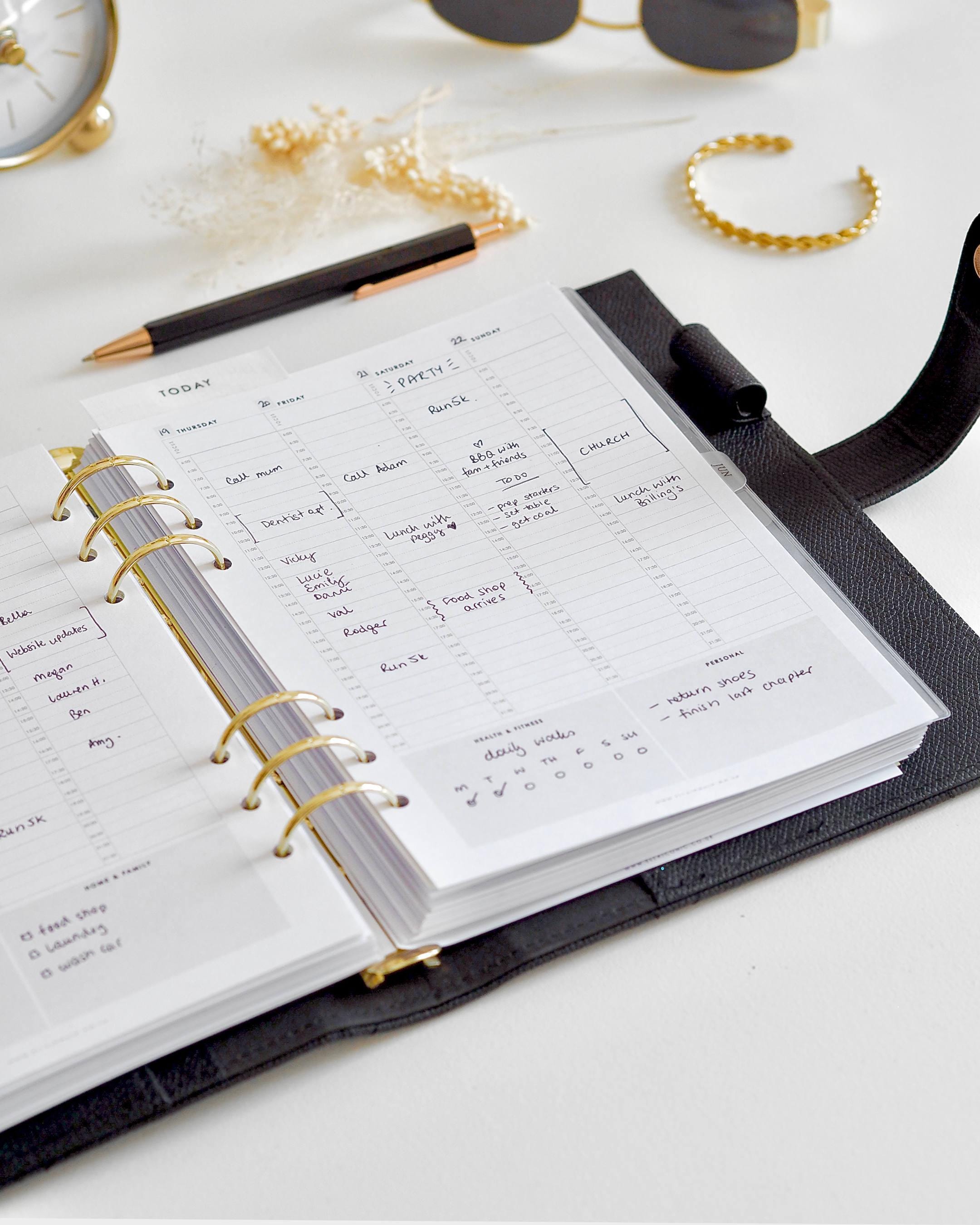 Undated A5 Weekly Planner Inserts | Vertical Week on Two Pages | CEO of ...