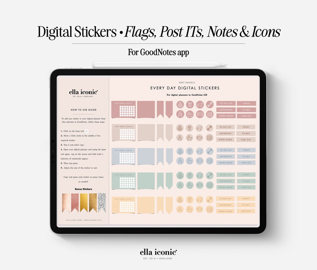 Digital Stickers for Every Day Digital Flags, Post Its, Notes & Icons ...
