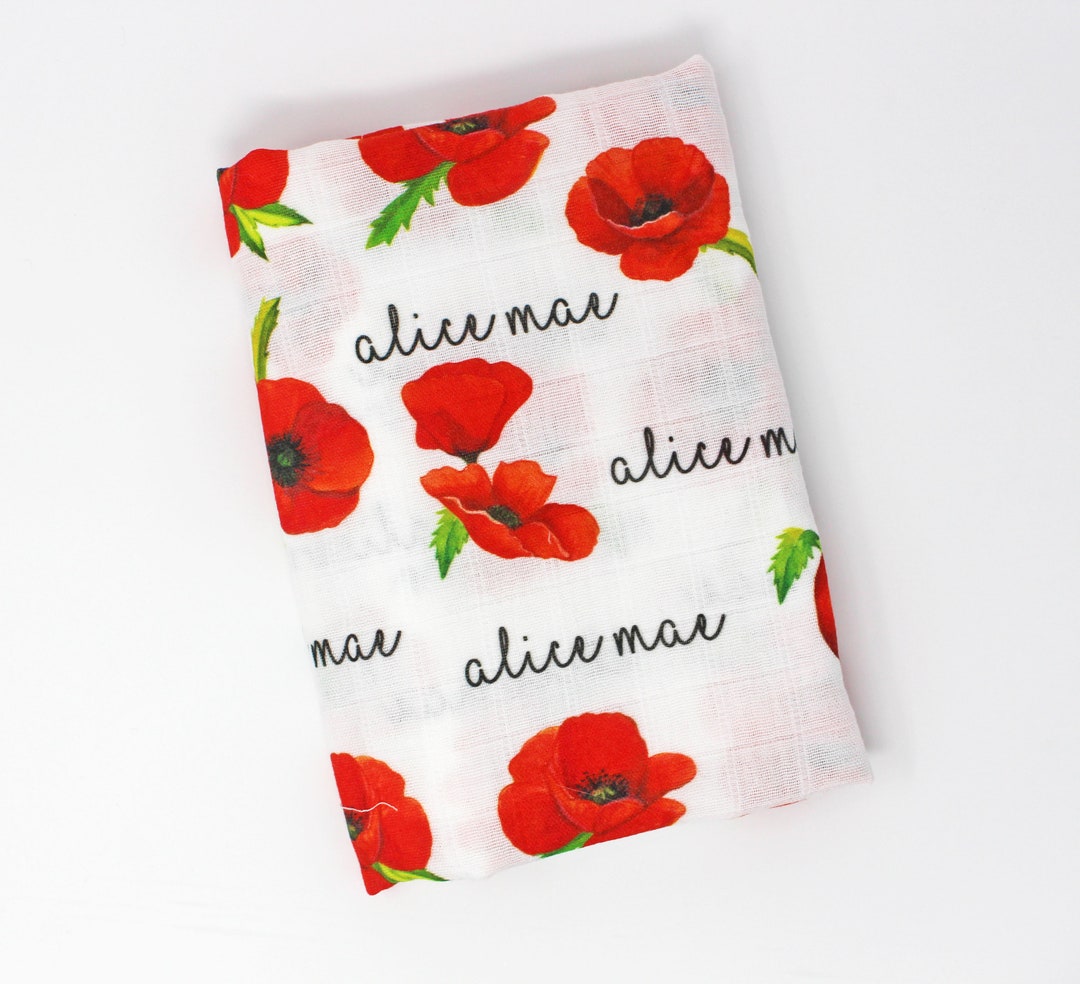 Red Poppy Baby Blanket Floral Baby Blanket Receiving Blanket Baby Girl ...
