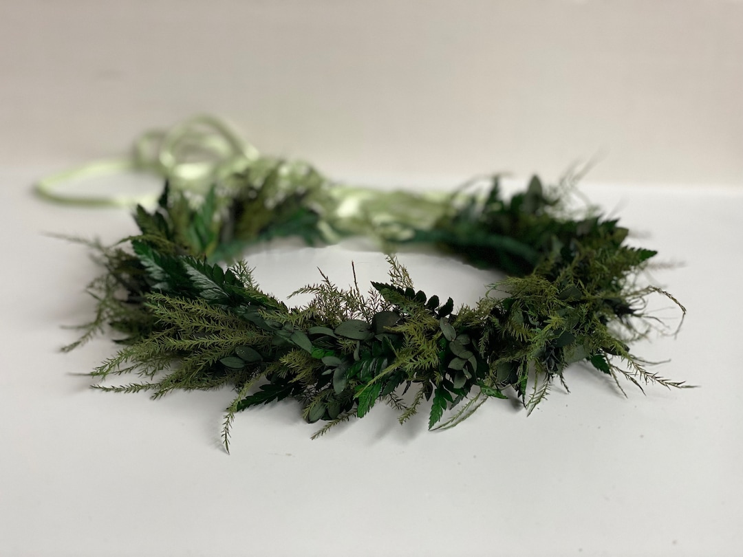 Greenery Floral Crown-eucalyptus and Fern Wreath-wedding Greenery ...