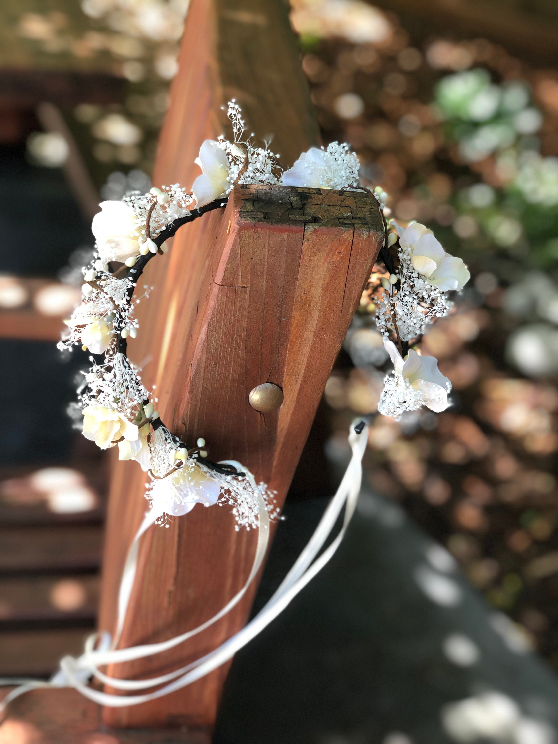 Ivory Boho Floral Crown Wedding Boho Accessories - Etsy