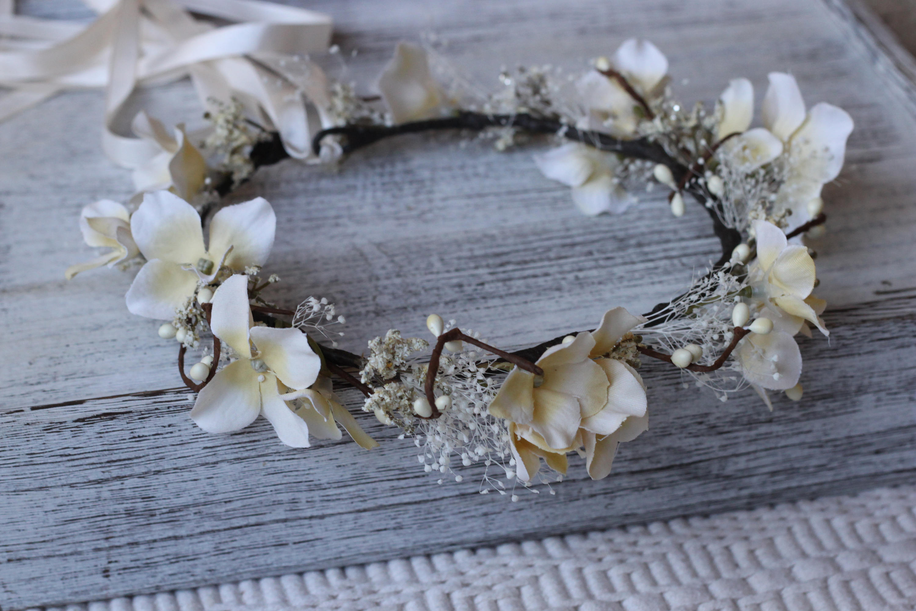 ivory Boho Floral Crown Wedding Boho Accessories | Etsy