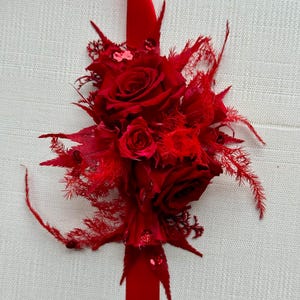 Red Wrist Corsage-red Prom Corsage-red Boutonniere-wedding Red Flowers ...
