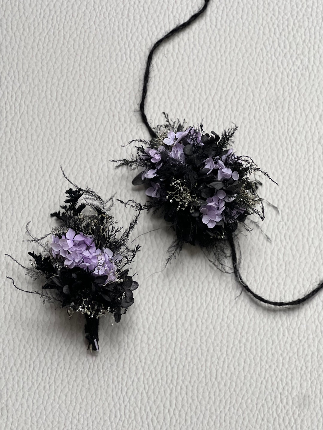 Gothic Prom Corsage & Boutonniere Set: Black Lilac Dried Flowers - Etsy