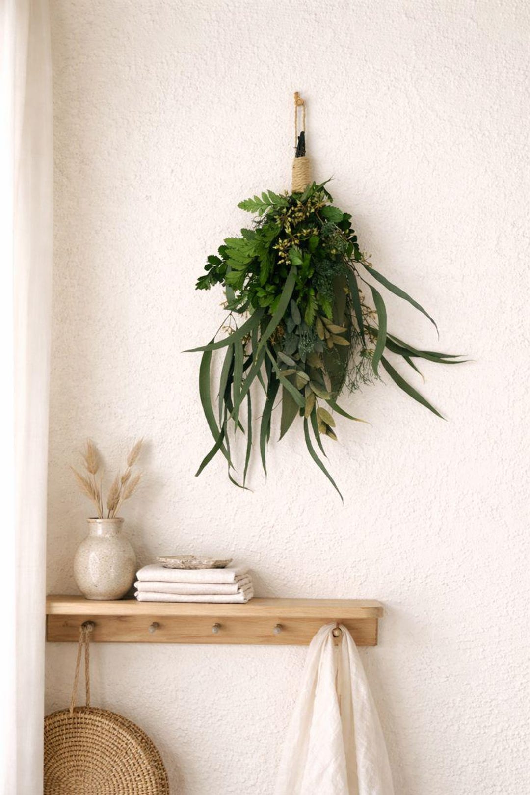 Hanging Preserved Greenery Bouquet – Eucalyptus & Ferns | Small Natural ...
