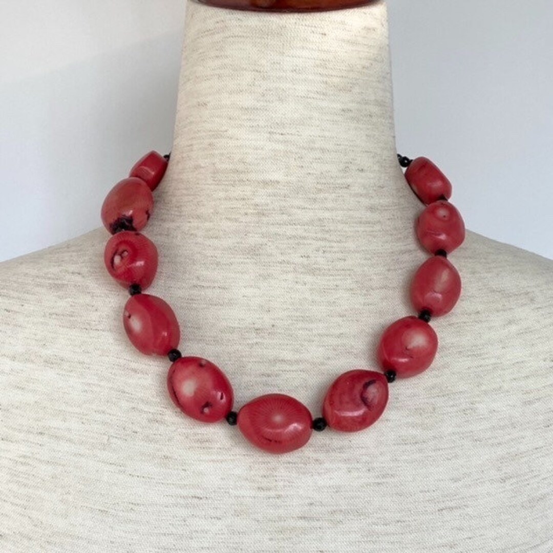 Artisan Signed Amy Zane Sterling Silver 925 26mm Natural Chunky Coral ...