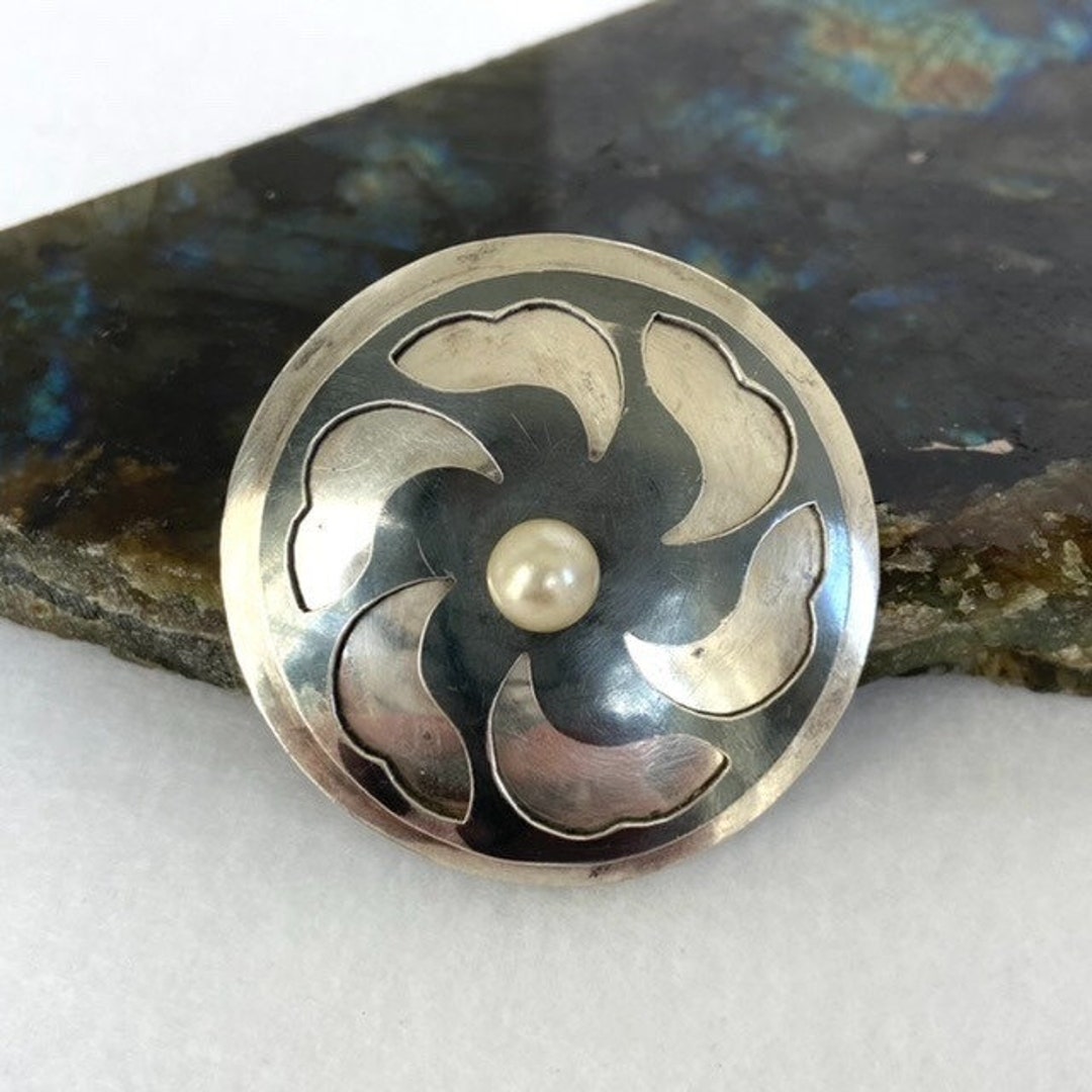 Vintage Sterling Silver 925 1.73" Mexico Signed Ana SOSA Modernist ...