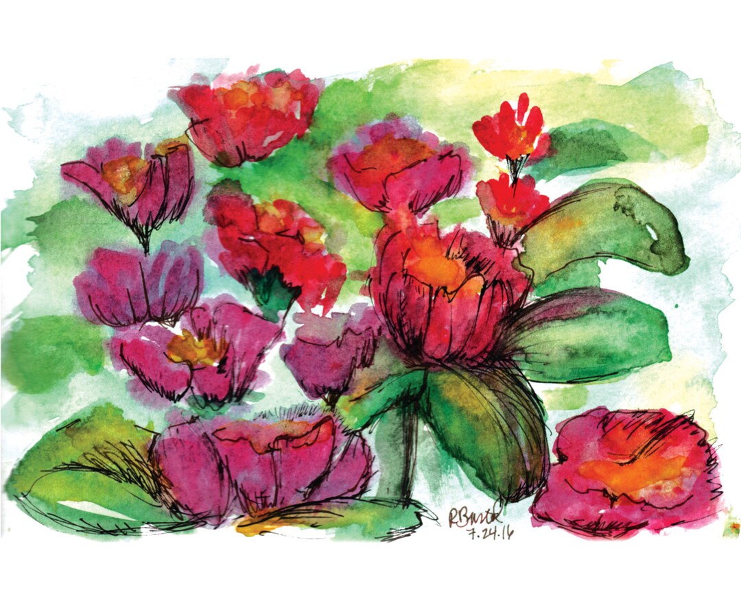 Flower Haven Watercolor Print Download - Etsy