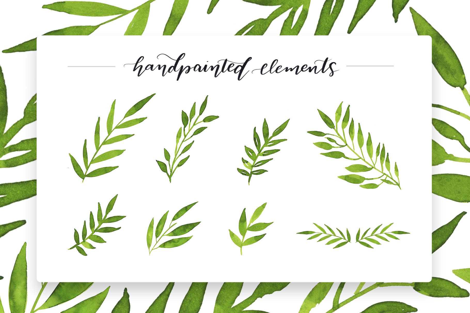Watercolor Leaves Handpainted Graphics Pack - Etsy