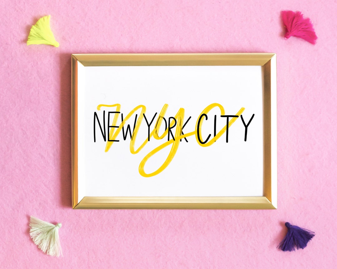 NYC New York City Modern Calligraphy Print 10x8 - Etsy
