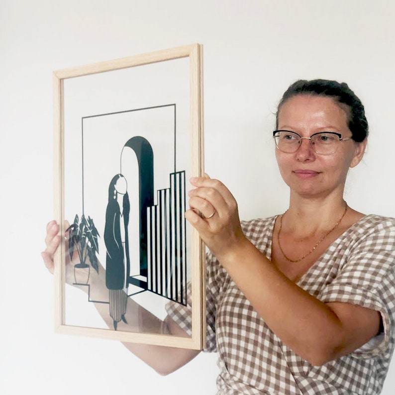 Outdoor Lady Laser Cut Artwork Housewarming Gift Paper Art - Etsy