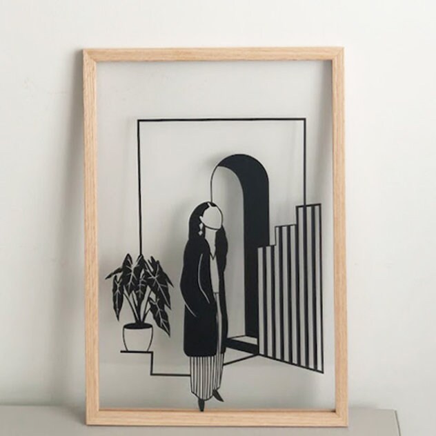 Outdoor Lady Laser Cut Artwork Housewarming Gift Paper Art - Etsy