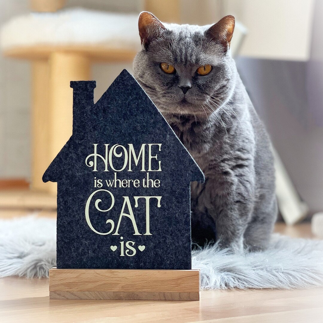 Felt Standee Cat Light Effect Home is Where the Cat is Decoration Wood ...