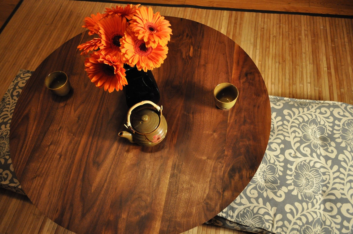 Chabudai Low Japanese Round Dining - Coffee Table - Etsy