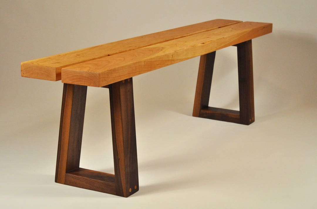 Trapezoid Modern Wood Bench - Etsy