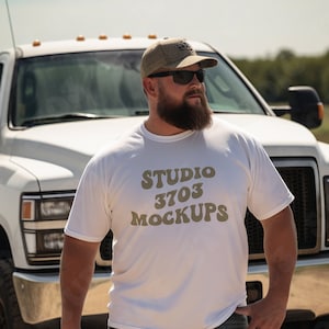 Farmer Model Mockup, White Bella Canvas 3001 Shirt Mockup, Lifestyle ...