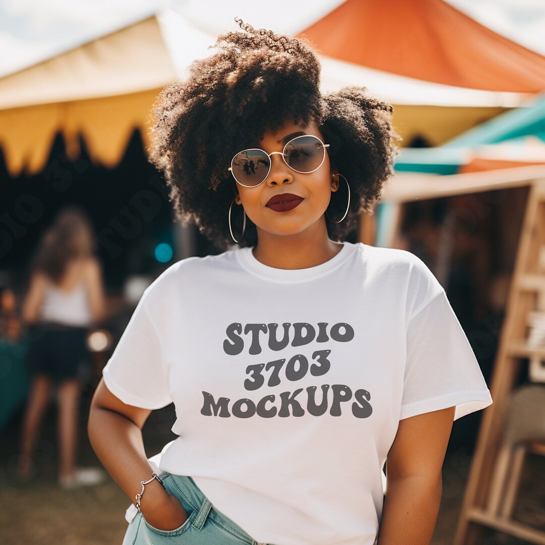 Black Model Mockup, White Shirt Mock Up, Curvy Model Mock up Black T ...