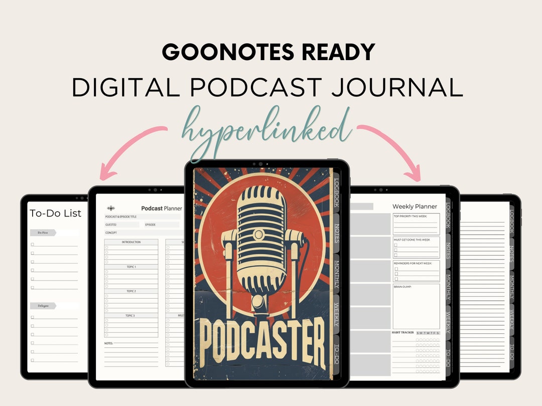 Podcast Journal, Goodnotes Ready, Podcast Logbook, Podcast Digital ...
