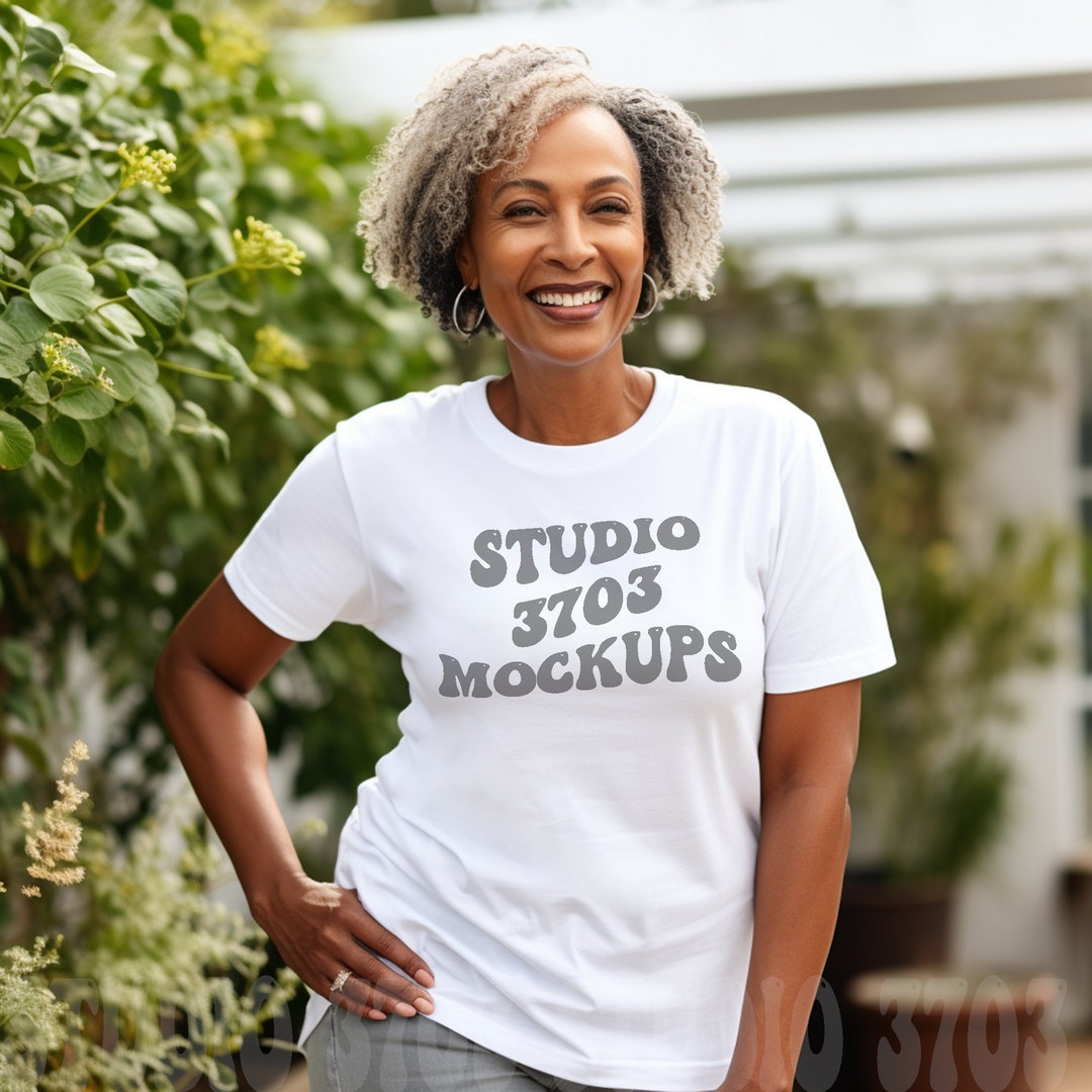 Black Model Mockup, White Shirt Mock Up, Curvy Model Mock up White T ...