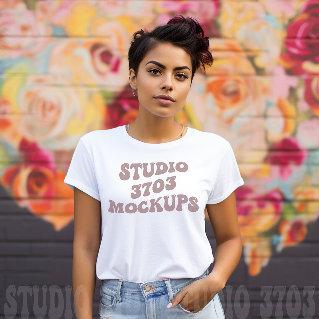 Latina Model Mockup, White Bella Canvas 3001 Mockup, Mockup, Latina ...