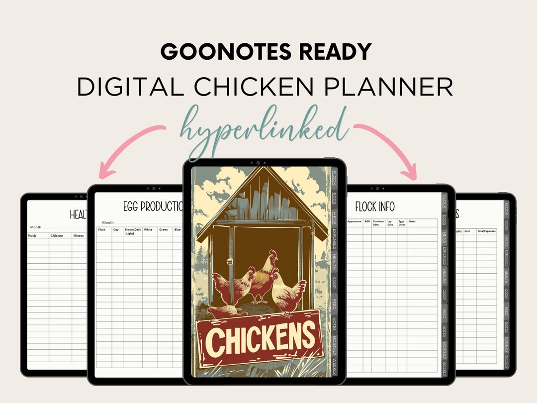 Chicken Planner, Goodnotes Ready, Chicken Keeping Logbook, Chicken ...