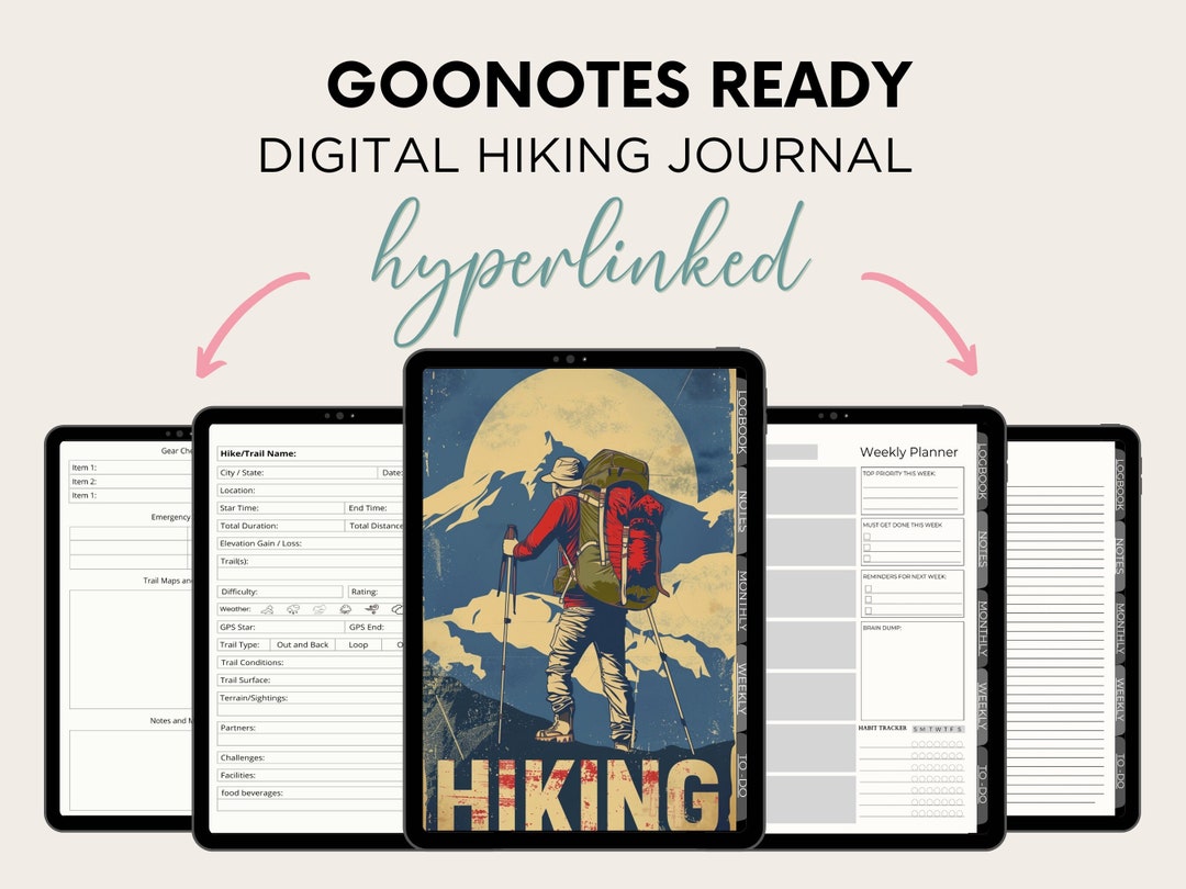 Hiking Journal, Goodnotes Ready, Hiking Logbook, Hiker Journal ...