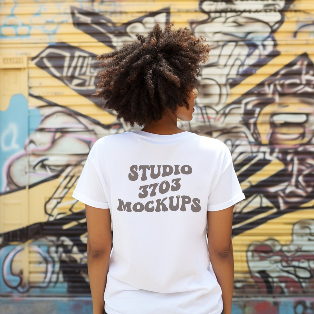 Back of Black Model Mockup, White Shirt Mock Up, Curvy Model Mock up ...