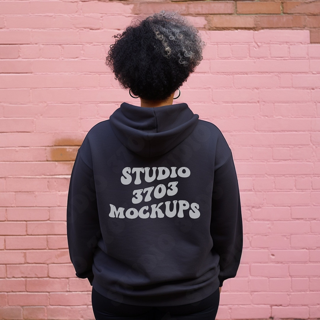 Mockup Black Model, Black Gildan 18500 Hoodie Sweatshirt Mockup, Black ...
