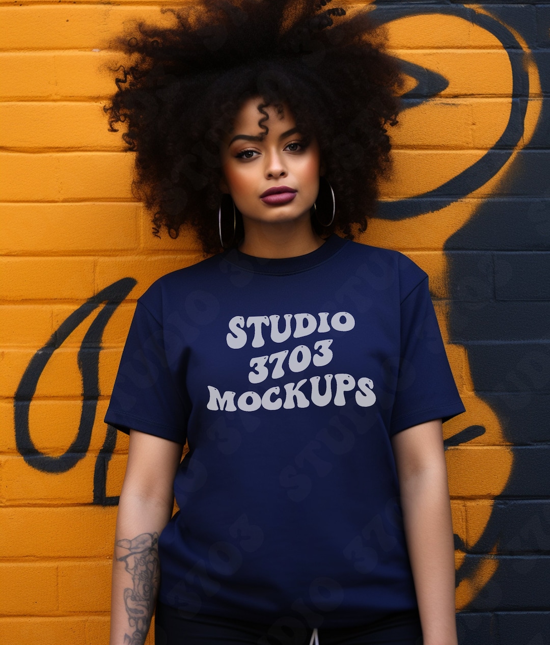 Black Model Mockup, Navy Shirt Mock Up, Curvy Model Mock up Navy T ...
