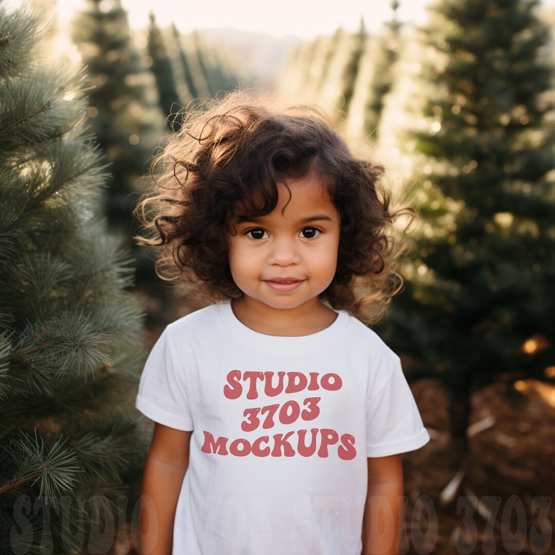 Latina Girl Christmas Shirt Mockup, Latina Model, Kids White Shirt ...