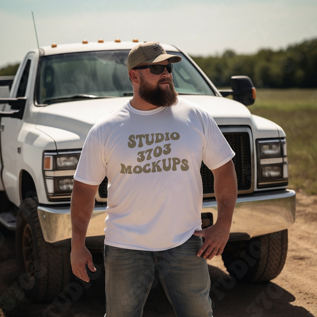 Farmer Model Mockup, White Bella Canvas 3001 Shirt Mockup, Lifestyle ...