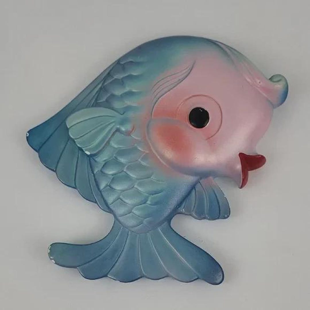 Vintage Chalkware 1971 Fish, Miller Studios, Bathroom Wall Art, Blue ...