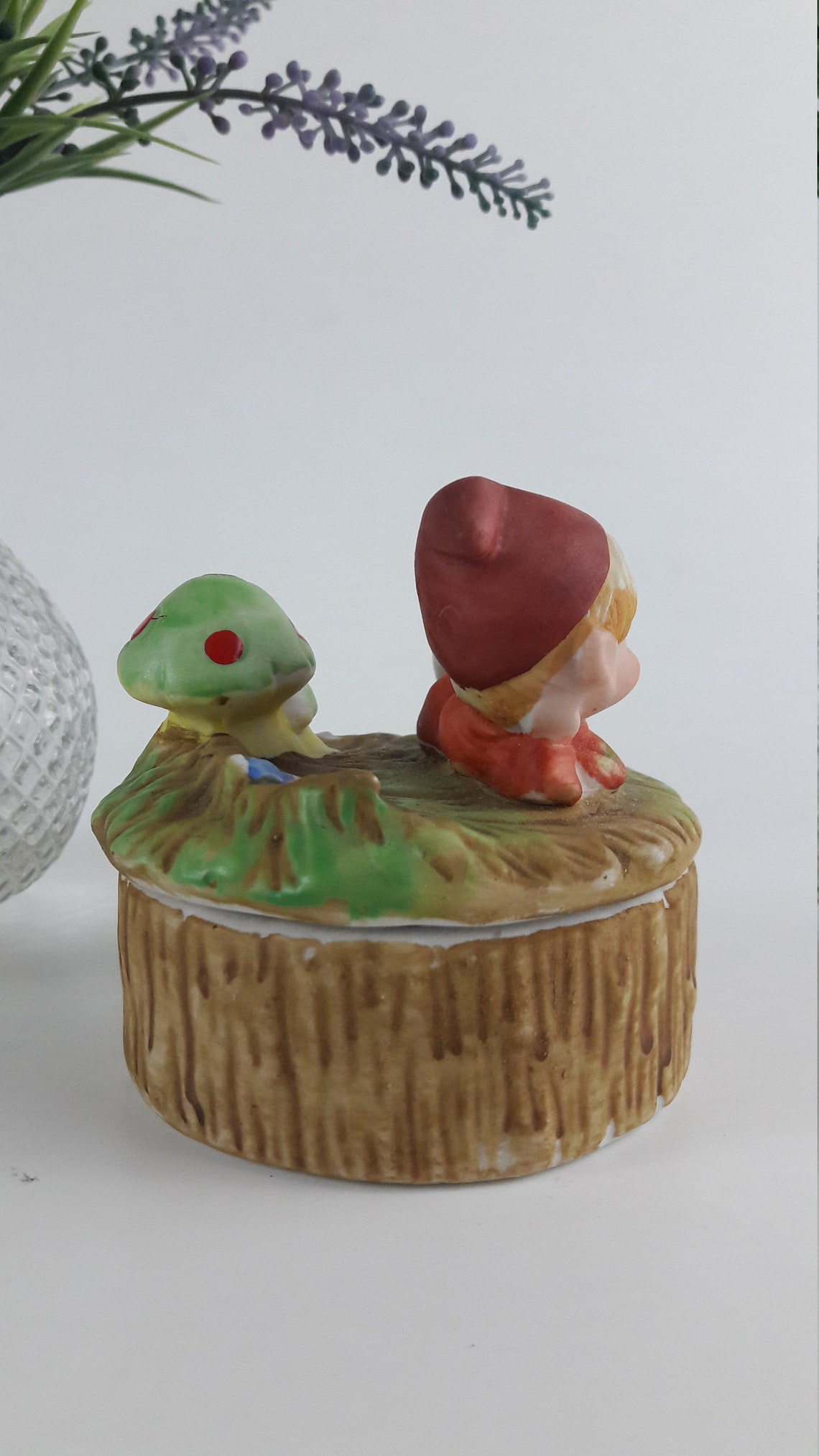 Homco Elf, Pixie, Brownie, Gnome Trinket Box, Elf & Mushroom Lid ...