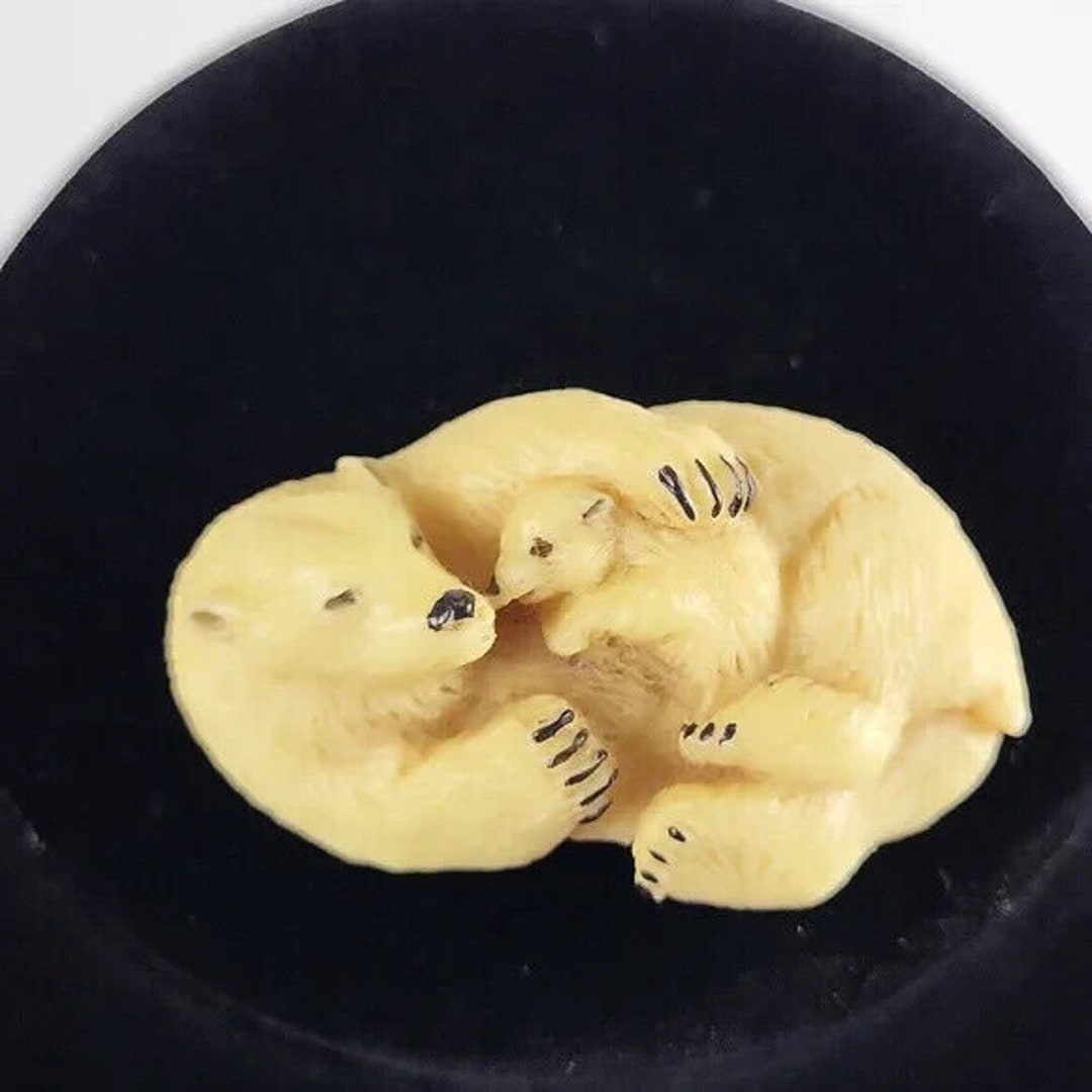 Vtg Ralph Massey Raven Resin Polar Bear Mom & Cub Brooch - Etsy