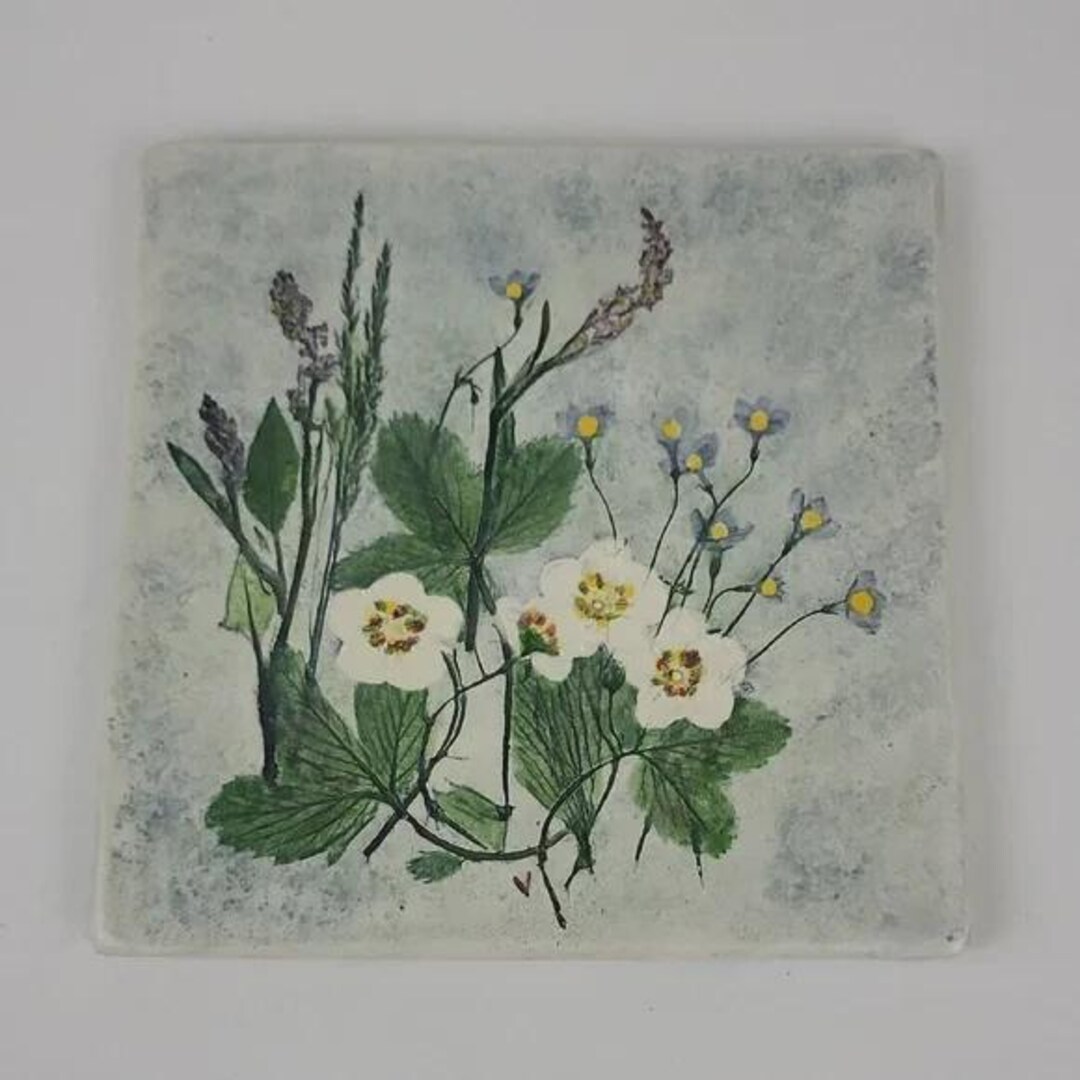Vintage Salt Marsh Pottery Floral 6" X 6" Trivet / Wall Hanging Boho - Etsy