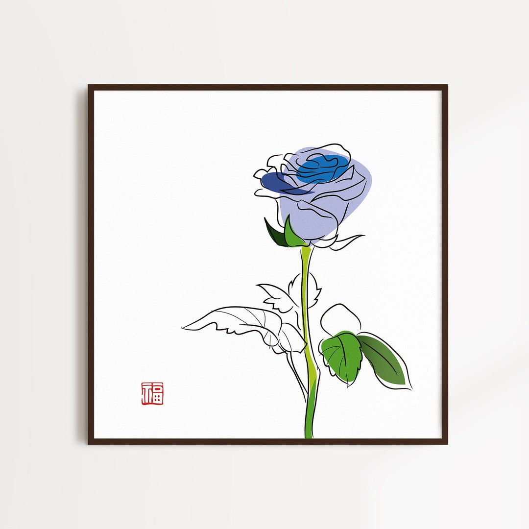 Blue Rose Wall Art, Rose Printable, Blue Rose Art, Simple Wall Art ...