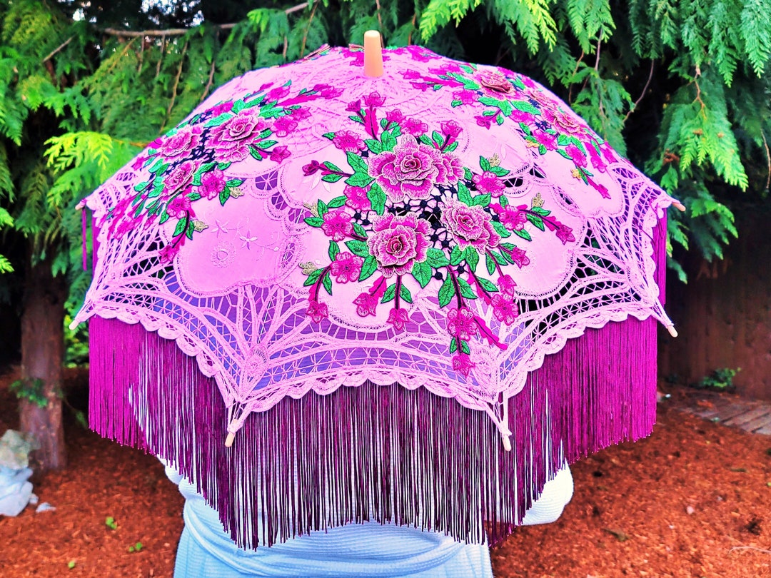 Parasol in Pink Colors! Cotton Lace, Dimensional Embroideries, Adult ...