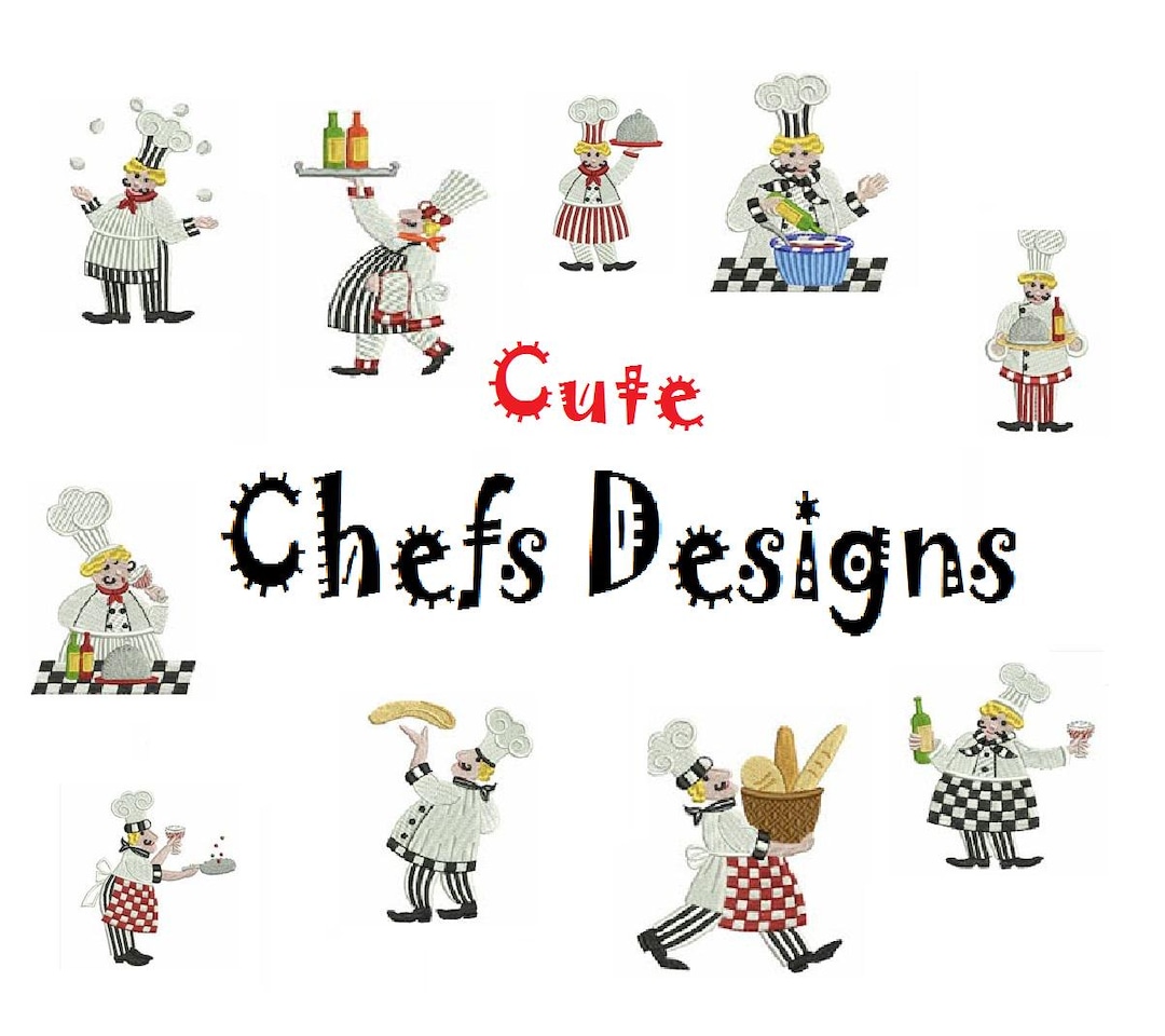 Cute Chefs Embroidery Designs, Chef Machine Embroidery Patterns, Food ...