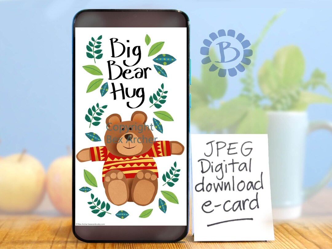 Big Bear Hug Teddy Bear Ecard. JPEG Digital Download for Phone Tablet ...