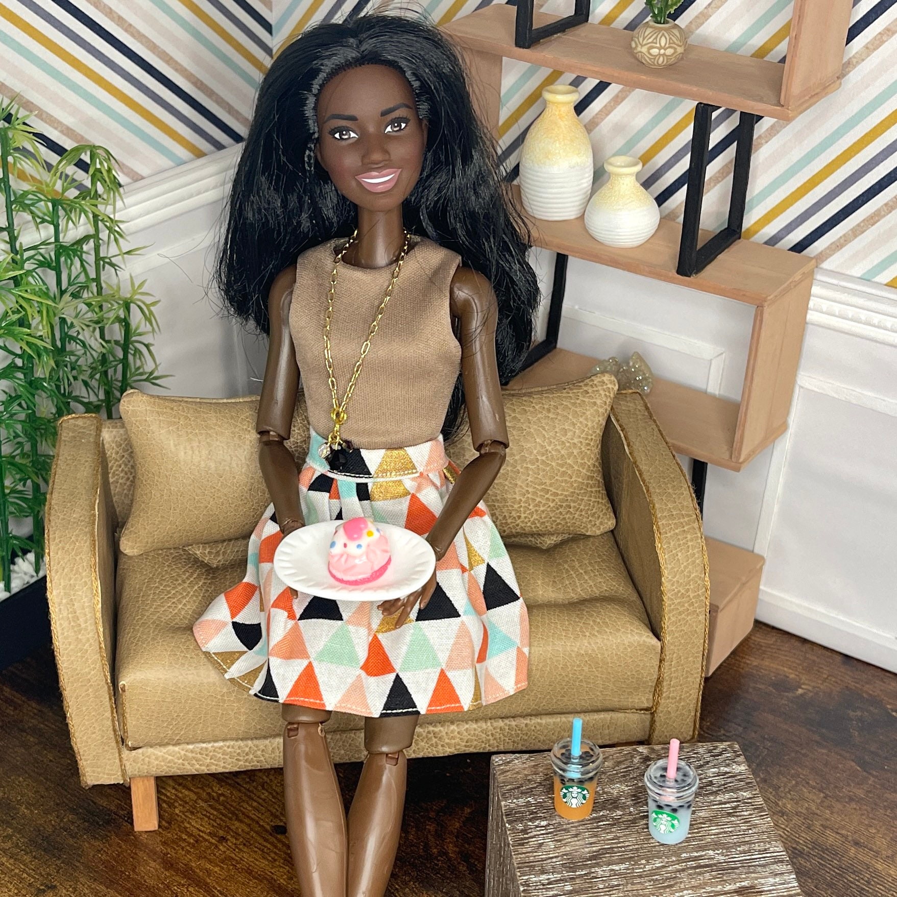 Mini Boba Tea Set With Dessert and Tray for Dolls, Miniature Food Set ...