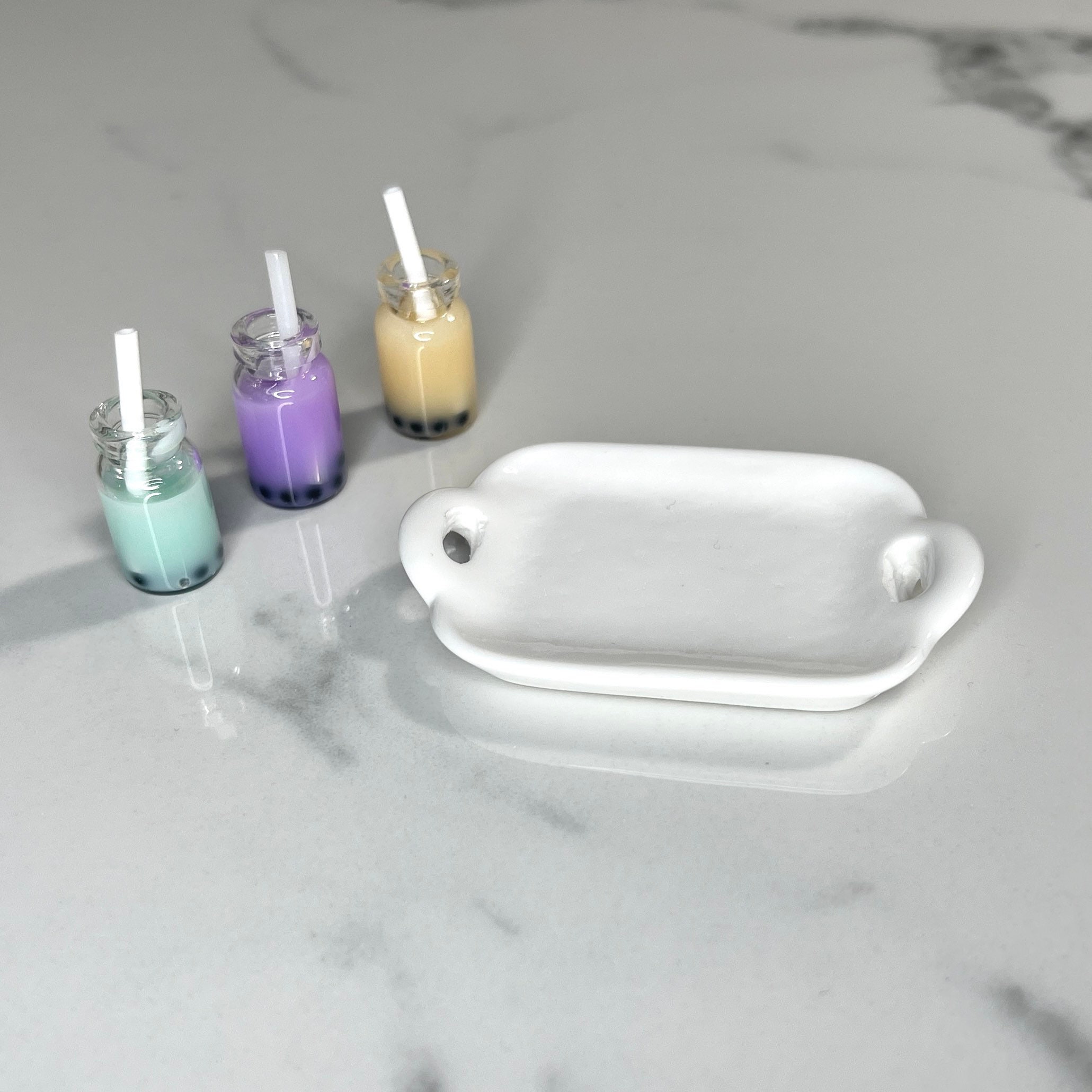 Mini Boba Tea Set With Tray for Dolls, Miniature Food Set - Etsy