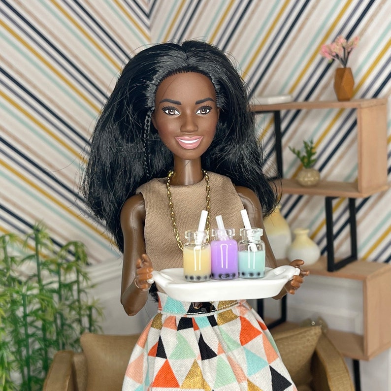 Mini Boba Tea Set With Tray for Dolls, Miniature Food Set - Etsy