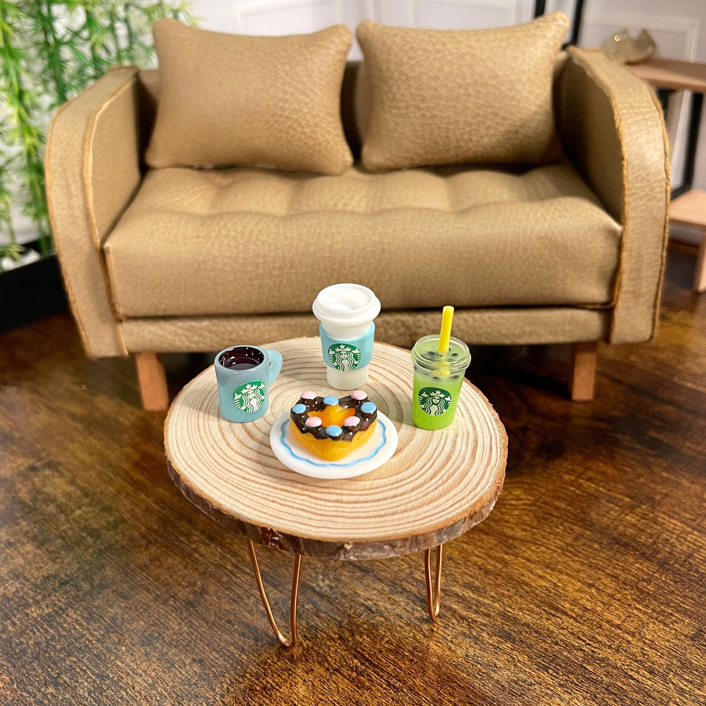 Mini Coffee, Boba Tea, and Doughnut Set for Dolls, Light Blue Miniature ...